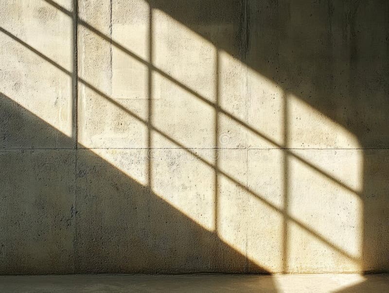 Sunlight through a Window Casting Shadows on a Concrete Wall Stock ...