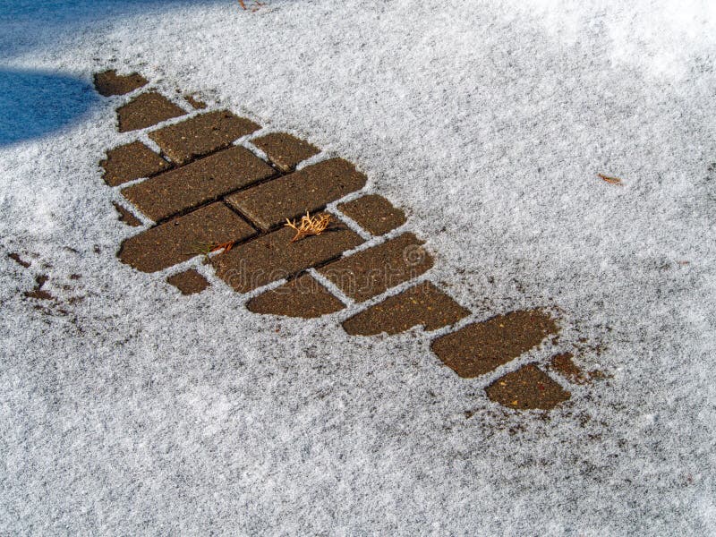 Sunlighted Paving Slabs Covered with Snow Stock Image - Image of nature ...