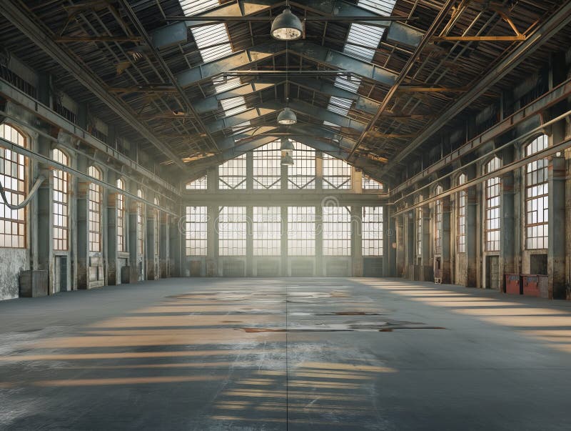 Abandoned Industrial Machinery in Sunlit Factory Stock Photo - Image of ...