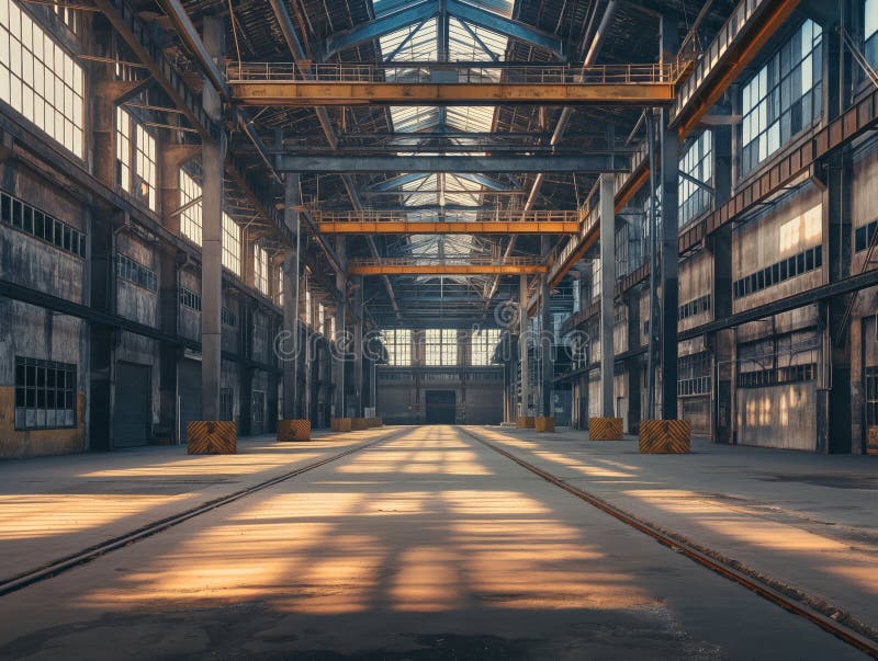 Abandoned Industrial Machinery in Sunlit Factory Stock Photo - Image of ...