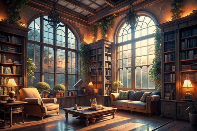 A Sunlit Afternoon in the Grand Library Stock Image - Image of library ...