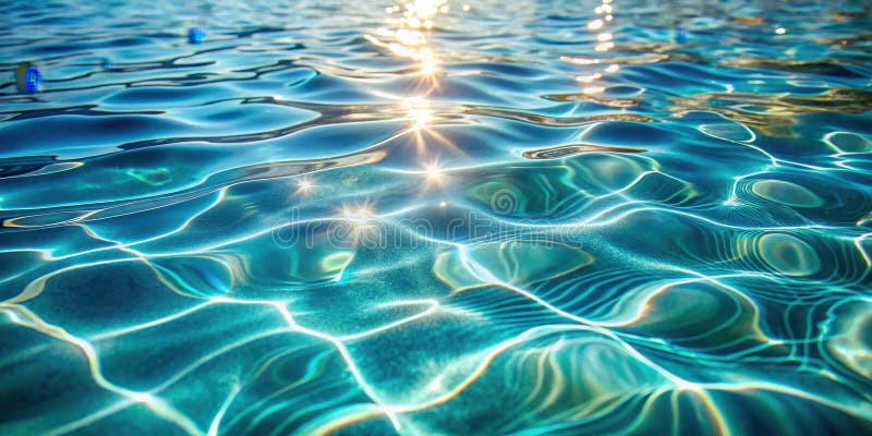 Sunlit Aqua Surface Rippling Water Texture with Glimmering Light Reflections. Generative AI ...