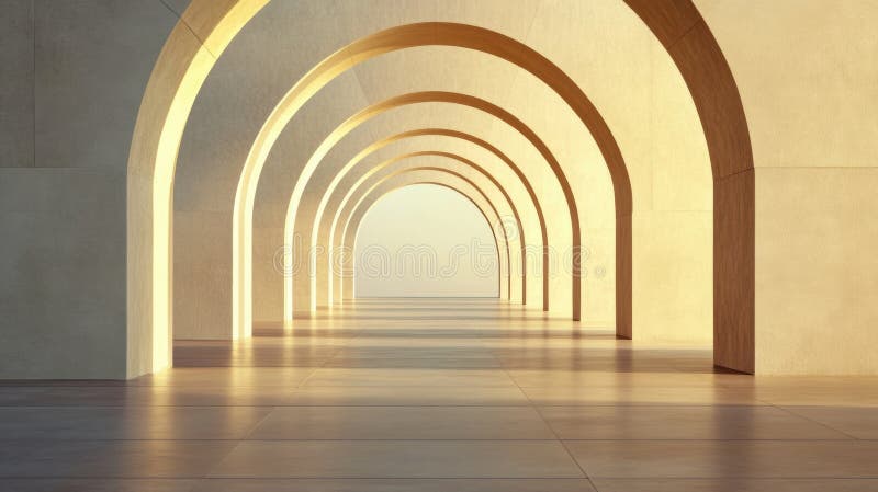 Sunlit Arches Create a Mesmerizing Pathway of Light and Shadow, AI ...