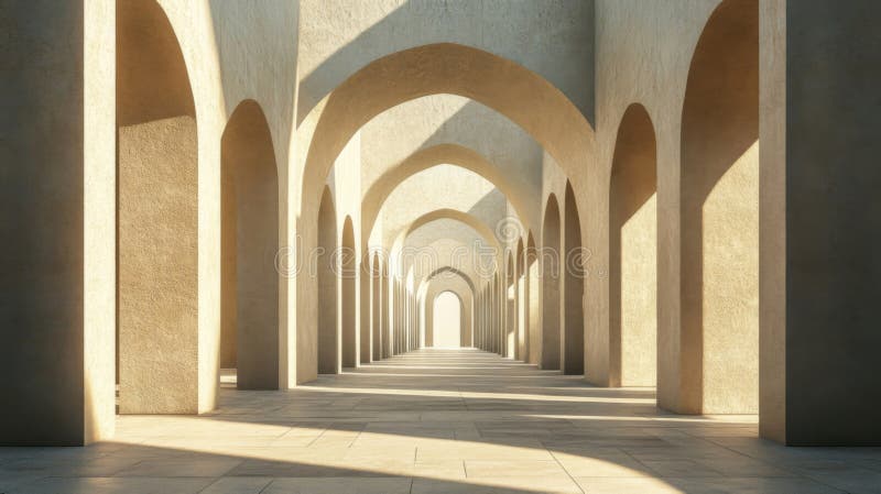 Sunlit Archway Corridor Modern Architectural Design Stock Illustration ...