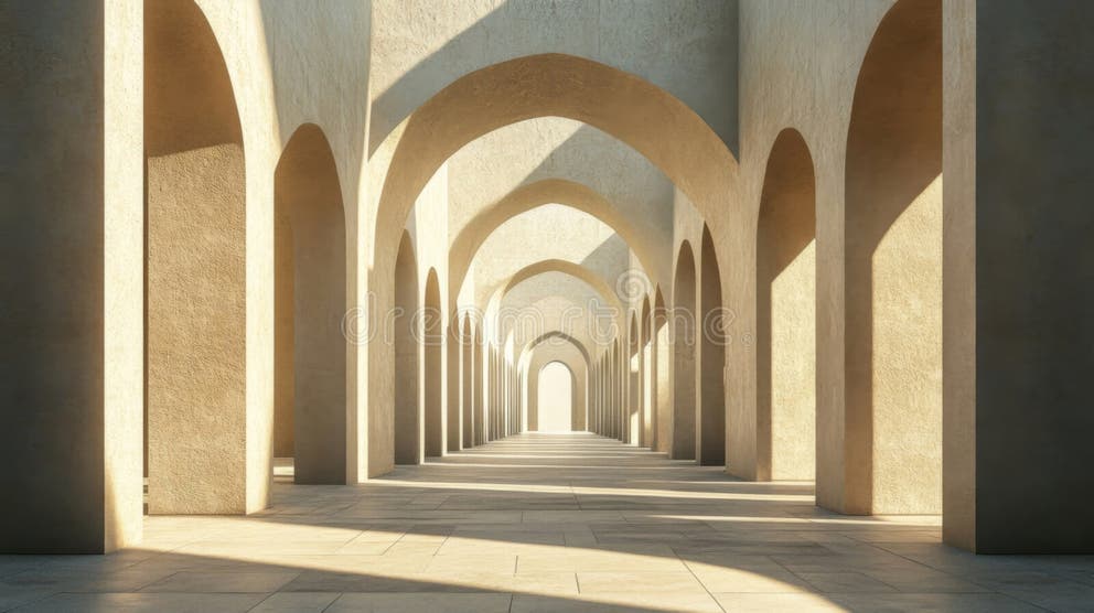 Sunlit Archway Corridor Modern Architectural Design Stock Illustration ...