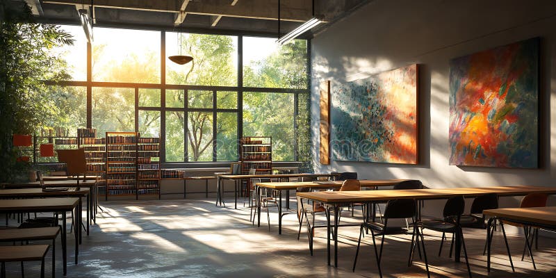 Sunlit Art Studio Stunning Interior Design Background Wallpaper Stock Illustration ...