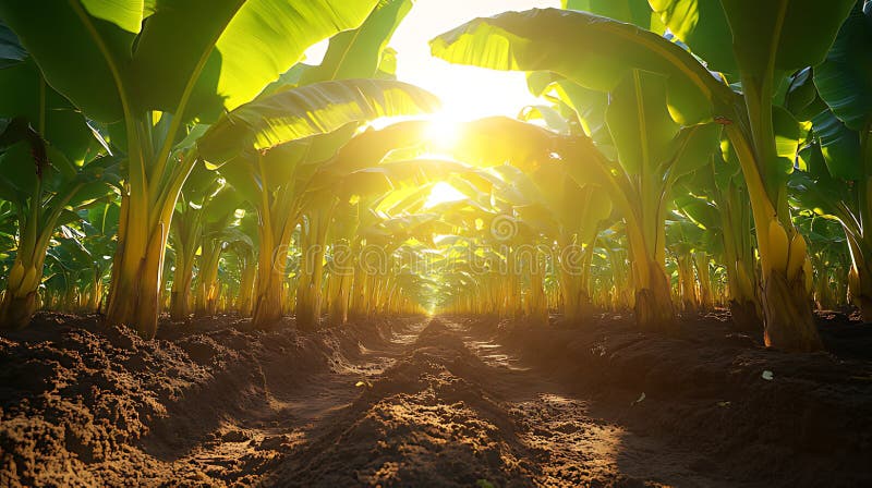 Sunlit Banana Plantation Path Stock Illustrations – 16 Sunlit Banana ...