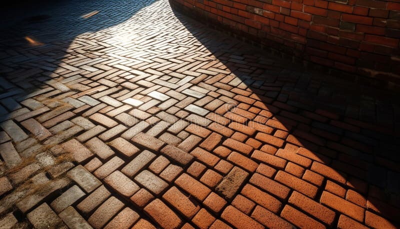 Sunlit Brick Pathway: a Study in Light and Shadow Stock Illustration - Illustration of design ...