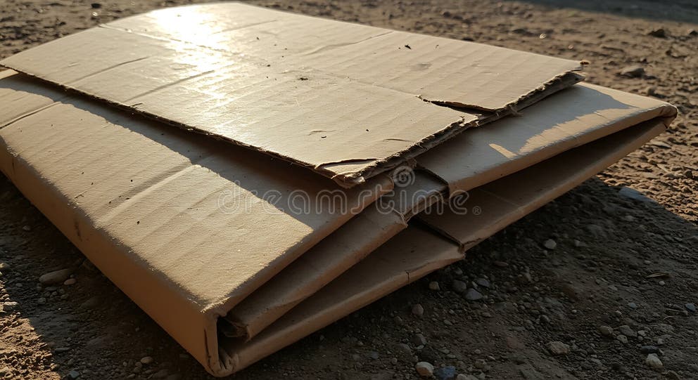 Sunlit Cardboard on Ground stock illustration. Illustration of folded ...