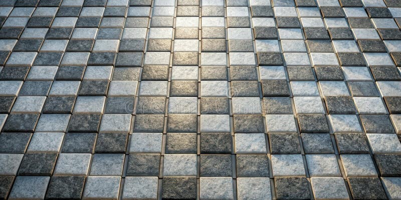 Sunlit Checkerboard Pavement Texture a Repeating Pattern of Gray and ...