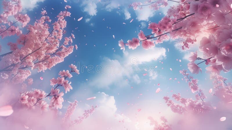 Sunlit Cherry Blossoms with Room for Textual Integration Stock Image ...