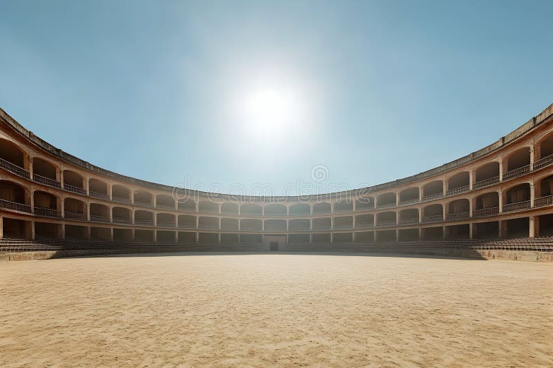 Sunlit Circular Arena Under Clear Sky with Historic Architecture Stock ...