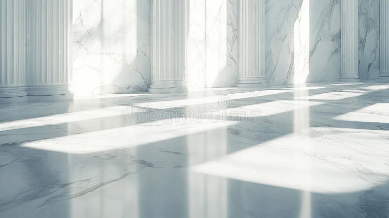Sunlit Classical Marble Hall Interior with Columns Stock Illustration ...