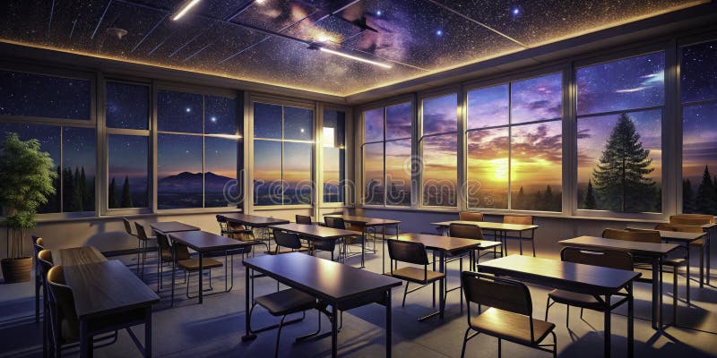 A Sunlit Classroom at Night Dramatic Long Exposure Photography Captures ...