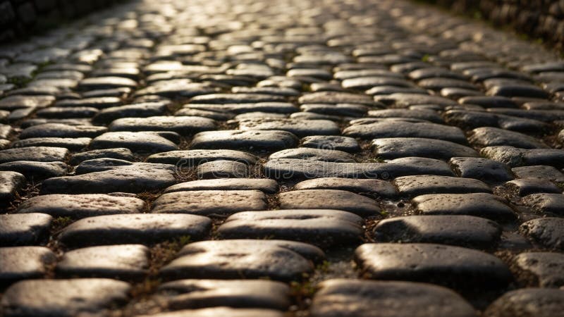 Sunlit Cobblestone Path stock illustration. Illustration of outdoor ...