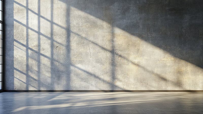Sunlit Concrete Interior: Architectural Photography Stock Illustration ...