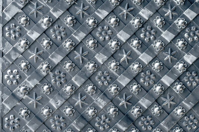 Sunlit Decorative Metal Gate. Pattern on Metal Stock Photo - Image of ...