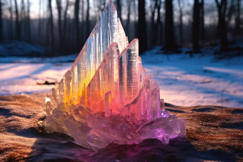 Sunlit Diamond Dust Creating a Rainbow Effect on Ice Stock Illustration ...
