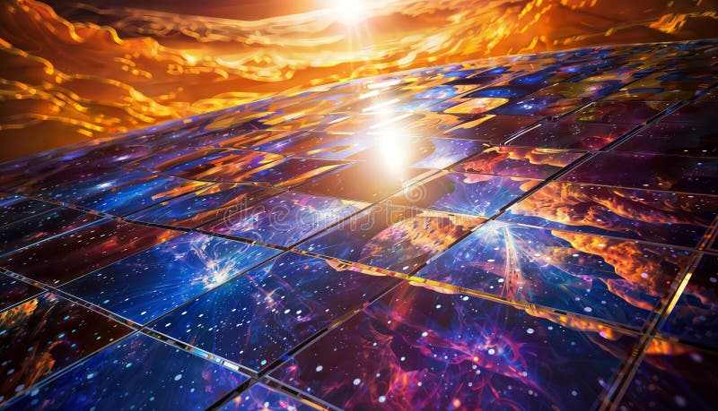 Sunlit Earth: Solar Panel with Sun Rays Over Earth, 3D Rendering ...