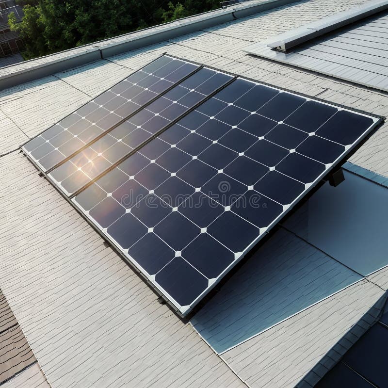 Sunlit Elevation: Rooftop Solar Panel Gleams in Sunlight, Generative Ai ...