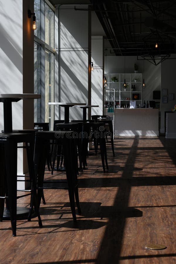 Empty Cafe with Afternoon Sun Stock Image - Image of cafe, urban: 144445475