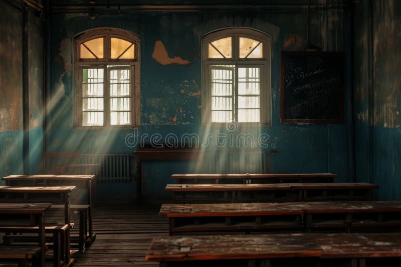 Sunlit Empty Classroom, a Dimly Lit, Old Fashioned Empty Classroom ... Sunlit Empty Classroom, a Dimly Lit, Old Fashioned Empty Classroom ...