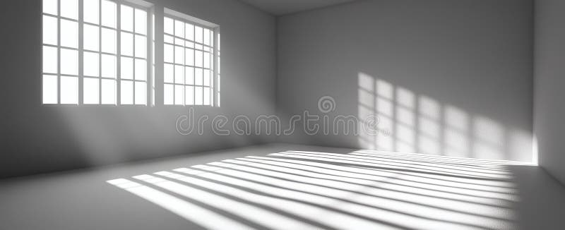 Sunlit Empty Room Light and Shadow Interior Design Stock Illustration ...