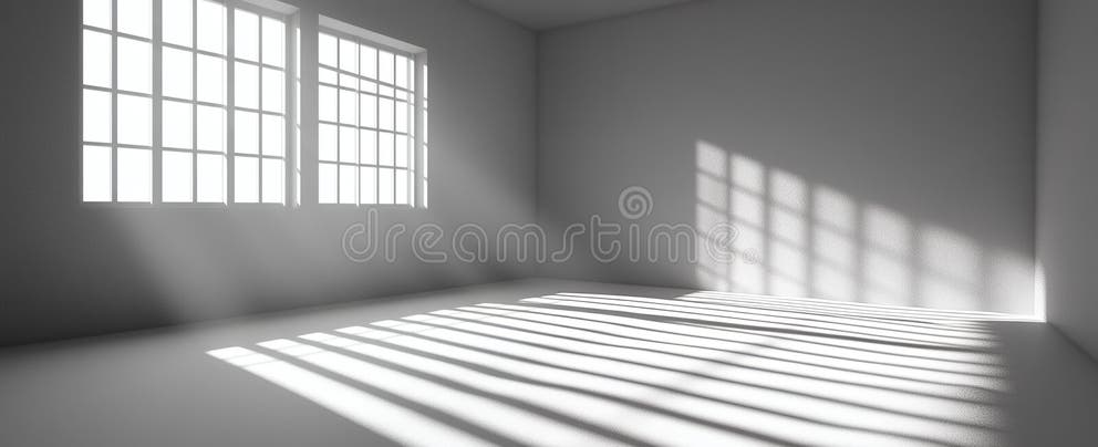 Sunlit Empty Room Light and Shadow Interior Design Stock Illustration ...
