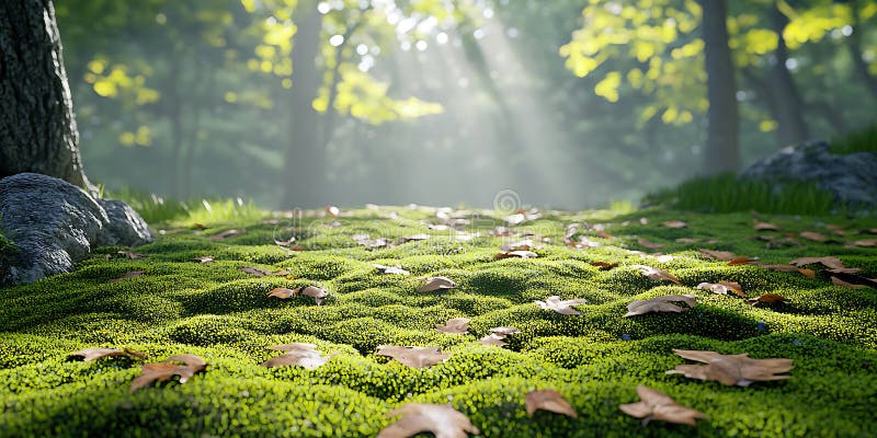Sunlit Forest Path Green Nature Background Stock Illustration ...