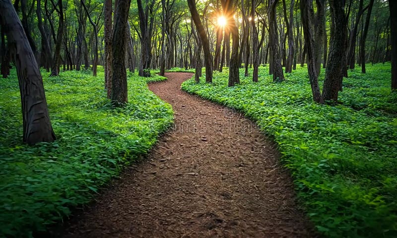 Sunlit Forest Path (1 stock footage. Video of earthy - 388040158