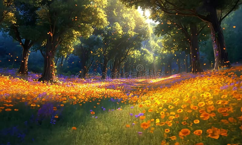 Sunlit Forest Path through Vibrant Wildflowers Stock Footage - Video of ...