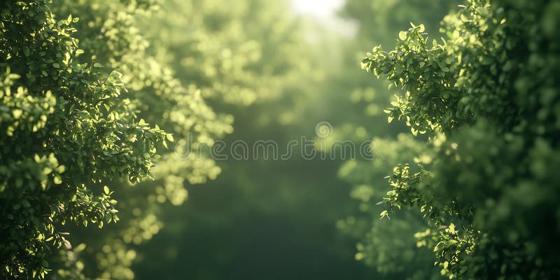 Sunlit Green Forest Path Nature Background Image Stock Illustration ...