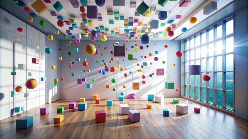A Sunlit Interior Space Features a Captivating Installation of Vibrant ...