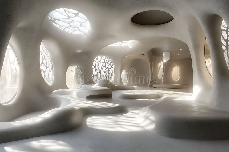 Modern Organic Architecture Interior Sculptural White Space with ...