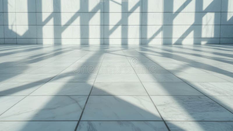Sunlit Large White Tile Floor with Subtle Grey Grout Patterns Stock ...