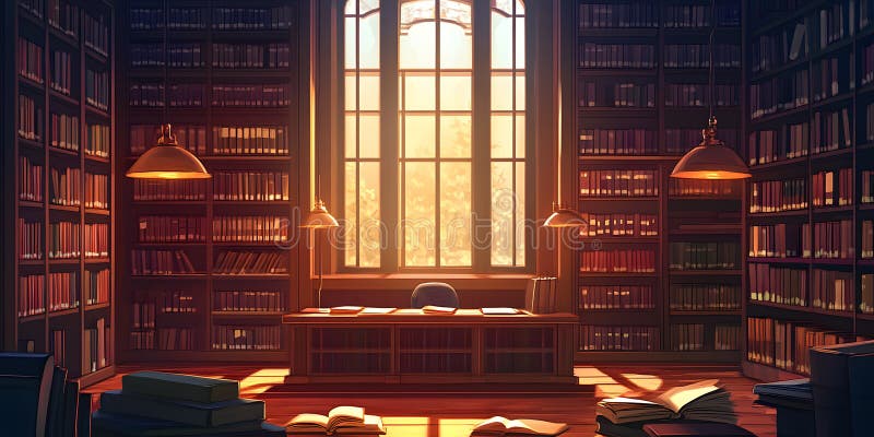 Old Library with a Lot of Bookshelves, Cabinet with Many Books Digital ...