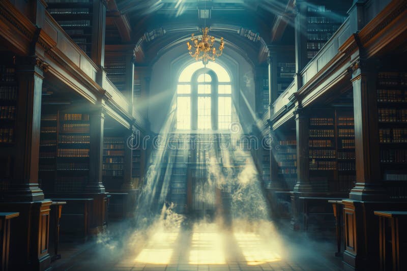 A Sunlit Library with Light through Window, Symmetry in Interior Design ...