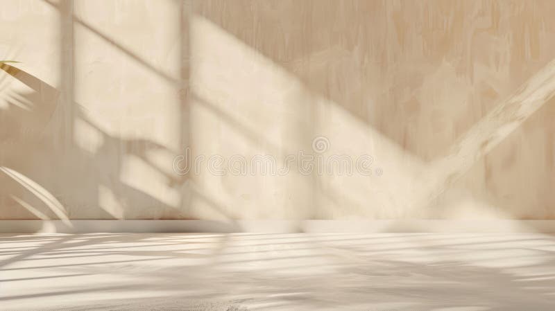 Sunlit Minimalist Interior with Soft Shadows and Natural Texture on ...