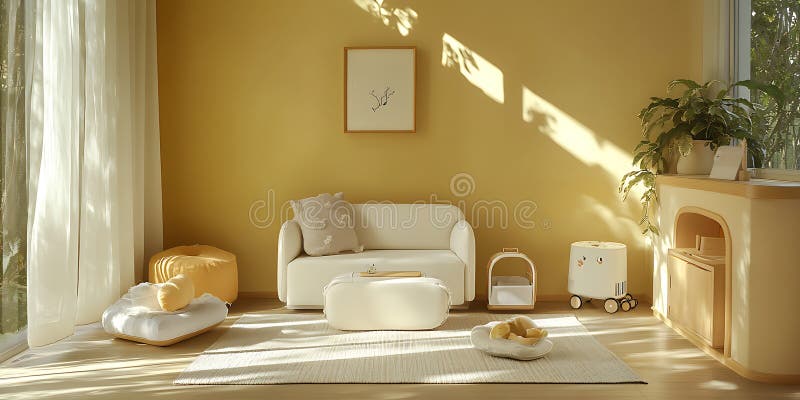 Sunlit Minimalist Living Room Interior Design Ideas Stock Photo - Image ...