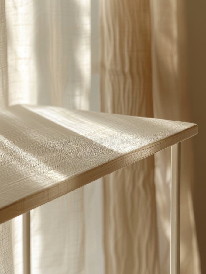A Sunlit Modern Table Casting Soft Shadows in a Cozy Interior. Stock ...
