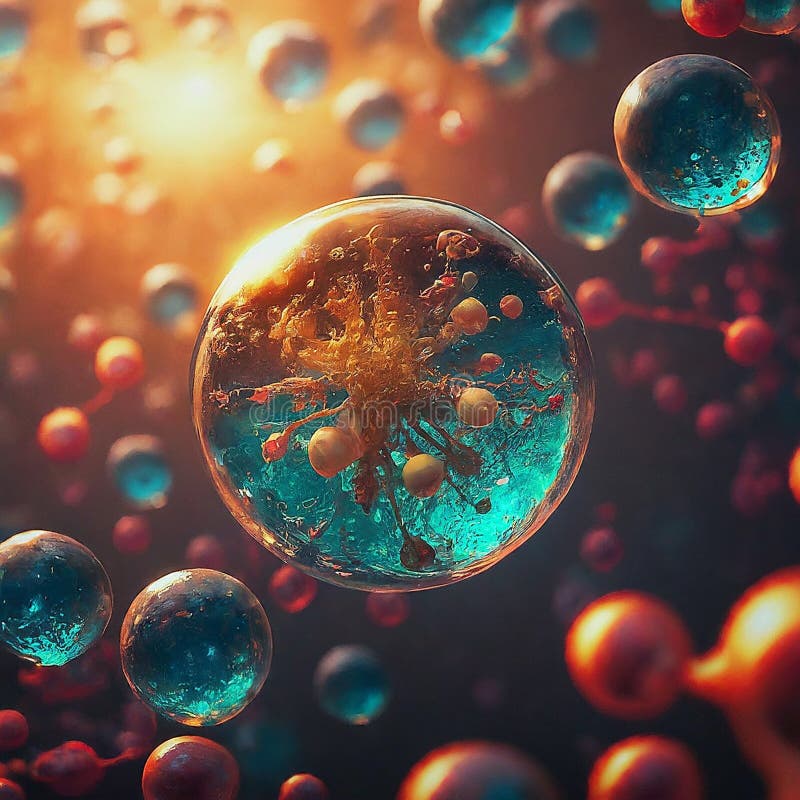 Sunlit Molecules: the Dance of Atoms Stock Illustration - Illustration ...