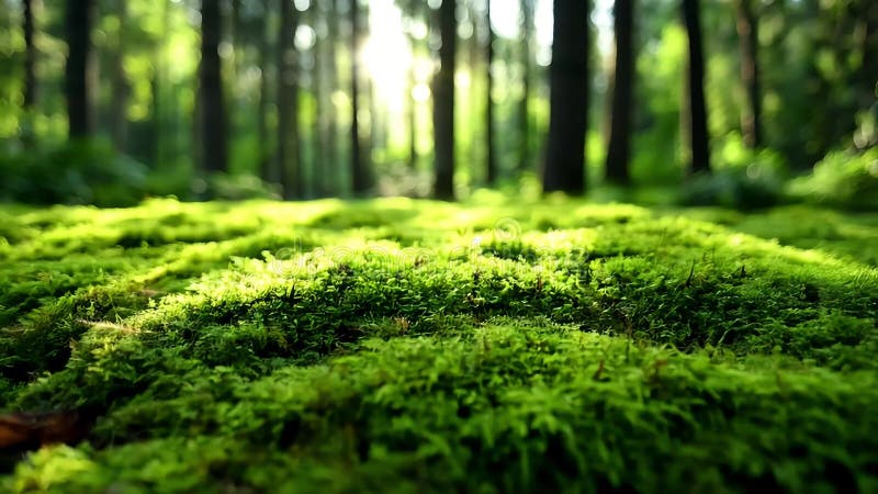Sunlit Moss Carpet in a Tranquil Forest Stock Footage - Video of ...