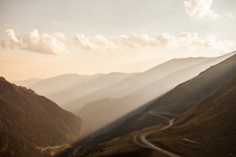 A Sunlit Mountains Layer Pattern Stock Image - Image of color, hill ...