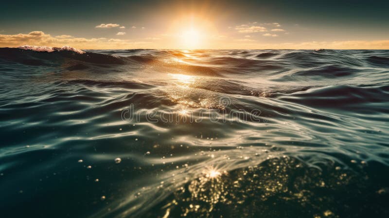 Sunlit Ocean Dreams Sparkling Reflections in a Radiant Sea. Generative AI Stock Illustration ...