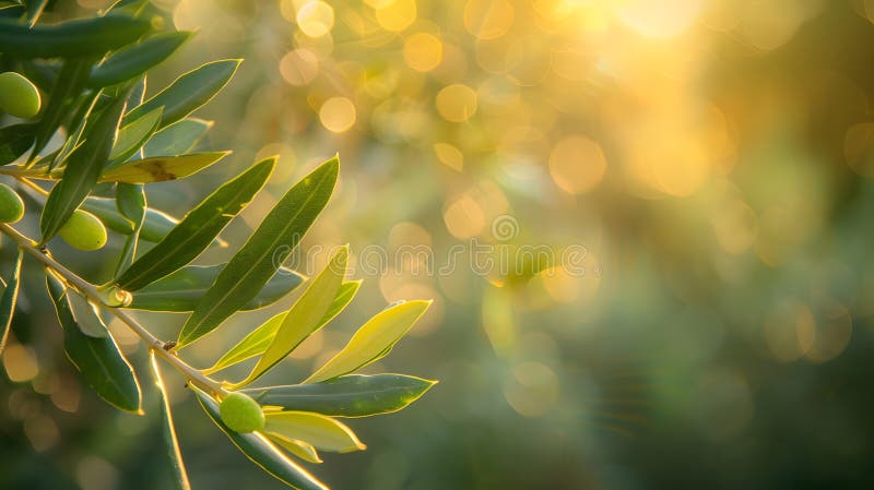 Sunlit Olive Tree Branch. Generative AI Stock Illustration ...