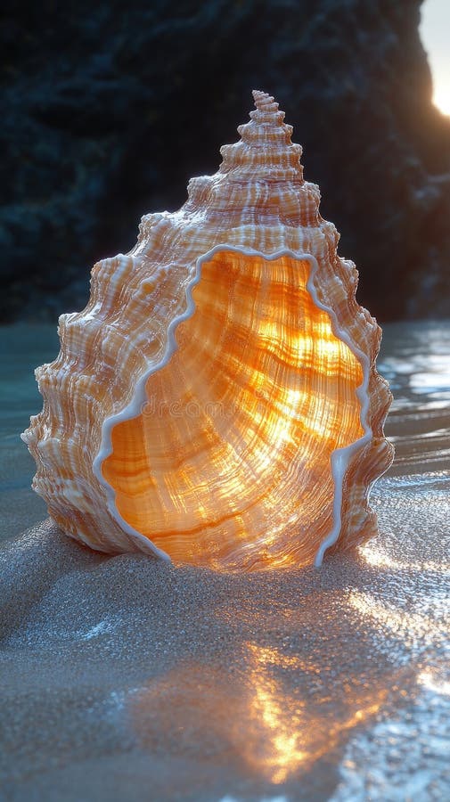 Orange Conch Sea Shell stock image. Image of shell, macro - 243501559