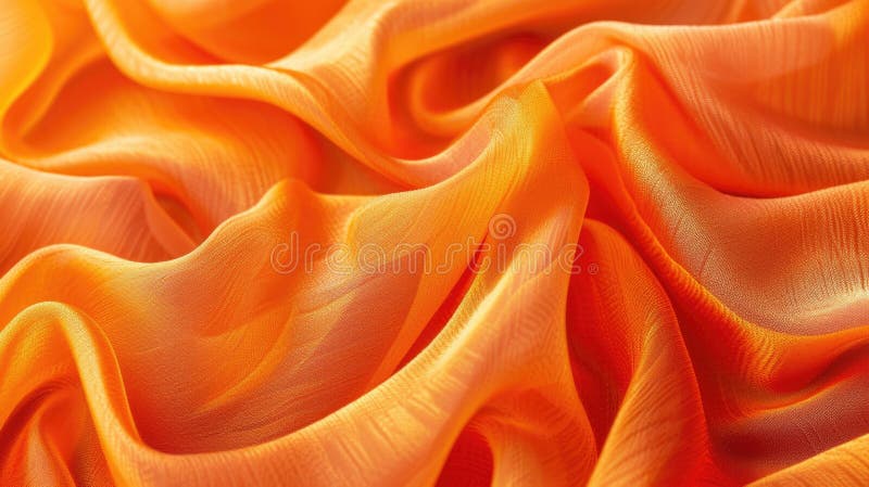 Sunlit Orange Fabric Waves. Close-up View of Delicate, Orange Yellow ...