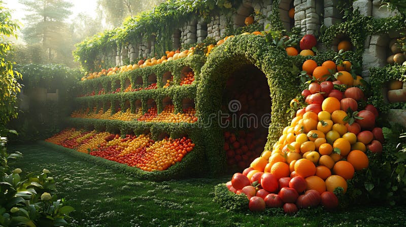 Sunlit Orchard Fruit Display, Garden Arch, Fall Harvest, Festival ...