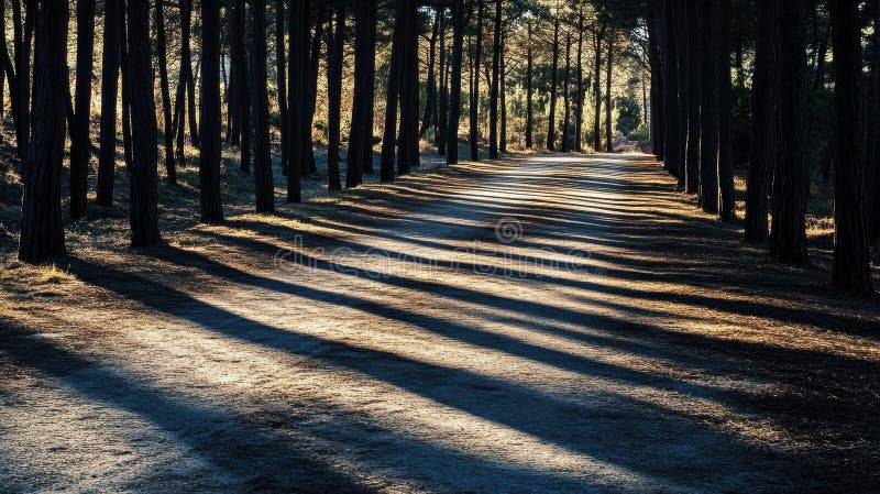 Sunlit Path through Forest stock illustration. Illustration of outdoor ...