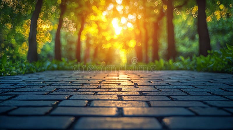 Sunlit Path through Trees Landscape Nature Background Scene on White ...